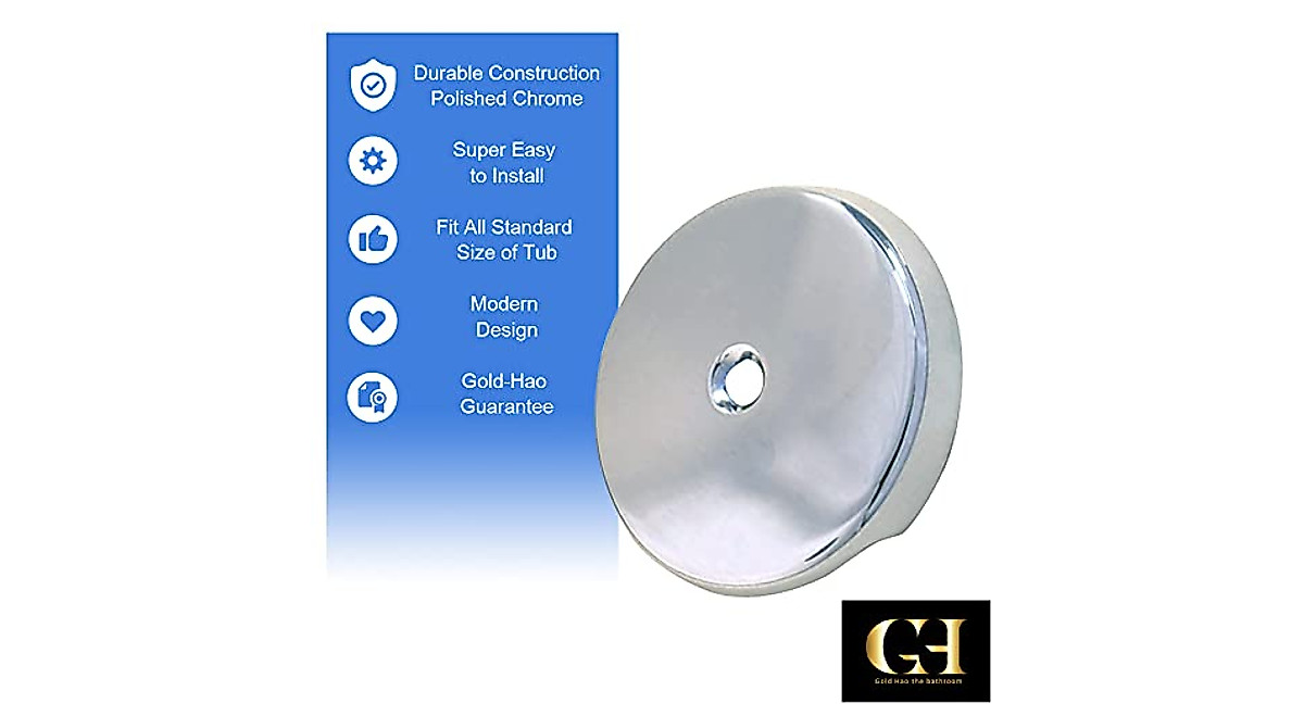 Modern Chrome Bathtub Overflow Drain Plate - Easy Install