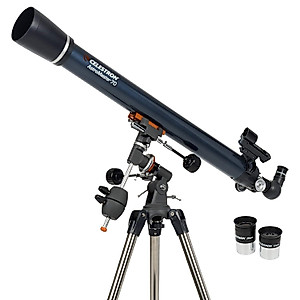 Celestron - AstroMaster 70EQ Refractor Telescope – Refractor Telescope for Beginners - Fully-Coated Glass Optics - Adjustable-Height Tripod - BONUS Astronomy Software Package