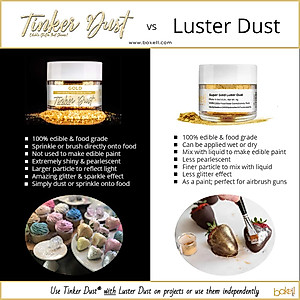 Bakell Tinker Dust - White Pearl (5g 1x Jar) | Edible Glitter for Cakes, Cupcakes, Cake Pops, Drinks