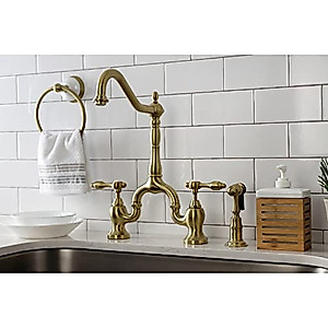 Kingston Brass KS7757TALBS Tudor Bridge Kitchen Faucet, Brushed Brass