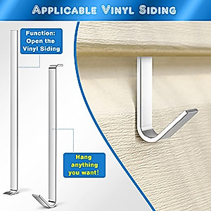 Vinyl Siding Hooks No Damage Hook, 8 Pack Stainless Steel Siding Clips Without Require Drilling, Hooks for Fiber Cement Board Siding with Installation Tool, Siding Hangers for Hardie Board