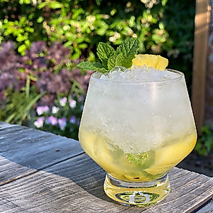 Viski Raye Footed Crystal Punch Cups Set of 2 - Premium Crystal Clear Glass, Stemless Heavy Base Punch Cocktail Glass Gift Set, 8 oz