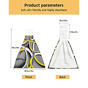 LBDOMOV Yellow Geometry Kitchen Hand Towel, Soft Hanging Dish Towels with Loop for Bathroom, Abstract Modern Grey Art Decor Absorbent Drying Cleaning Cloth Dishclothes Decorative Sets, 2-PC