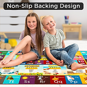 MOMOTOYS Alphabet Rug, 78" x 60" Educational & Imaginative Play Mat for Toddlers 2-4 Years, Soft Non-Slip Nursery Rugs & Playroom Floor Mat, Perfect for Classroom Decor