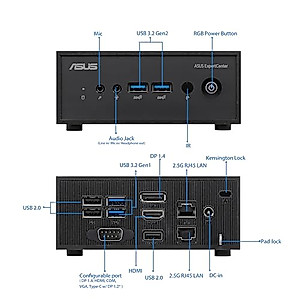 ASUS ExpertCenter PN42 Fanless Mini PC Barebone with Intel 12th gen Quad Core N100, Dual 4K Support, Dual LAN, 7 x USB, COM Port, WiFi 6E, Bluetooth, VESA Mount