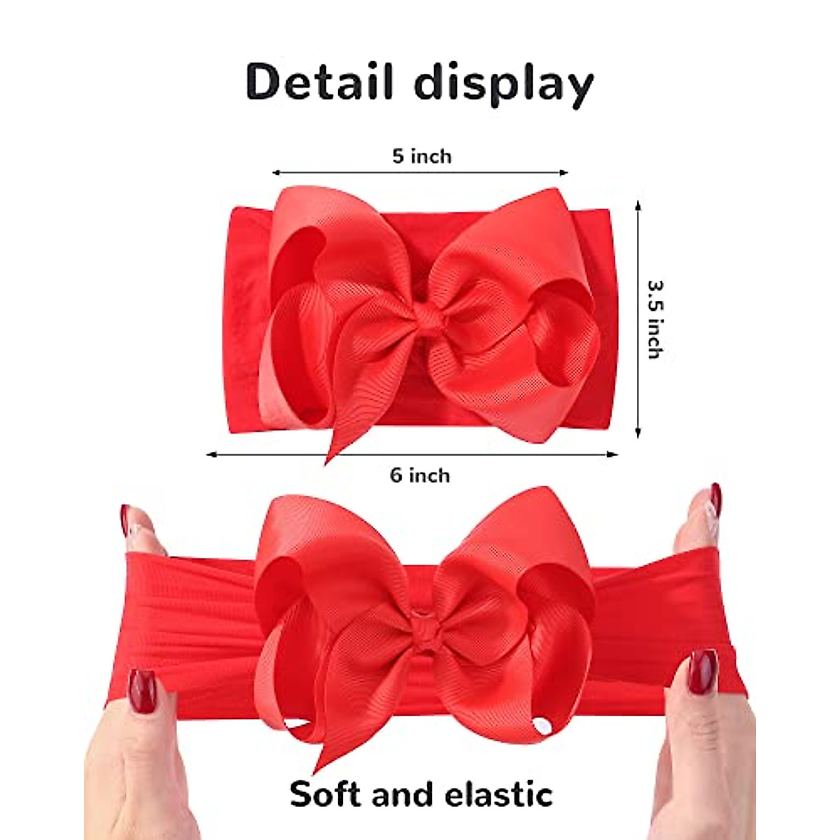 doboi 20pcs Baby Girls Bows Headbands Nylon Hairbands Ribbon Bow Elastic Hair Accessories for Newborns Infants Toddlers and Kids
