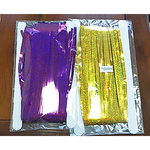 Graduation Decorations Purple Gold Black 2024/Birthday Decorations Purple Gold for Women/Foil Fringe Curtains Foil Curtains for Eid Mubarak Decorations/2024 Graduation Party Decorations