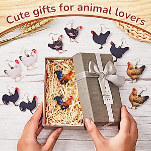 6 Pairs Acrylic Hen Chicken Earrings Animal Rooster Drop Dangle Earrings Cute Farm Chicken Jewelry for Women Ladies Gift