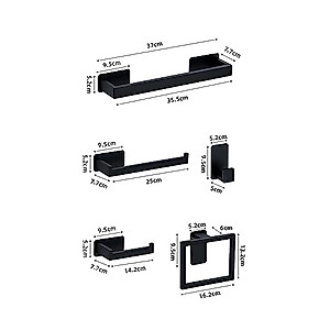Bath Hardware Sets Toilet Paper Holder Towel Rack Bar Rail Robe Hook for Bathroom Products Accessories,Black Paper Holder A