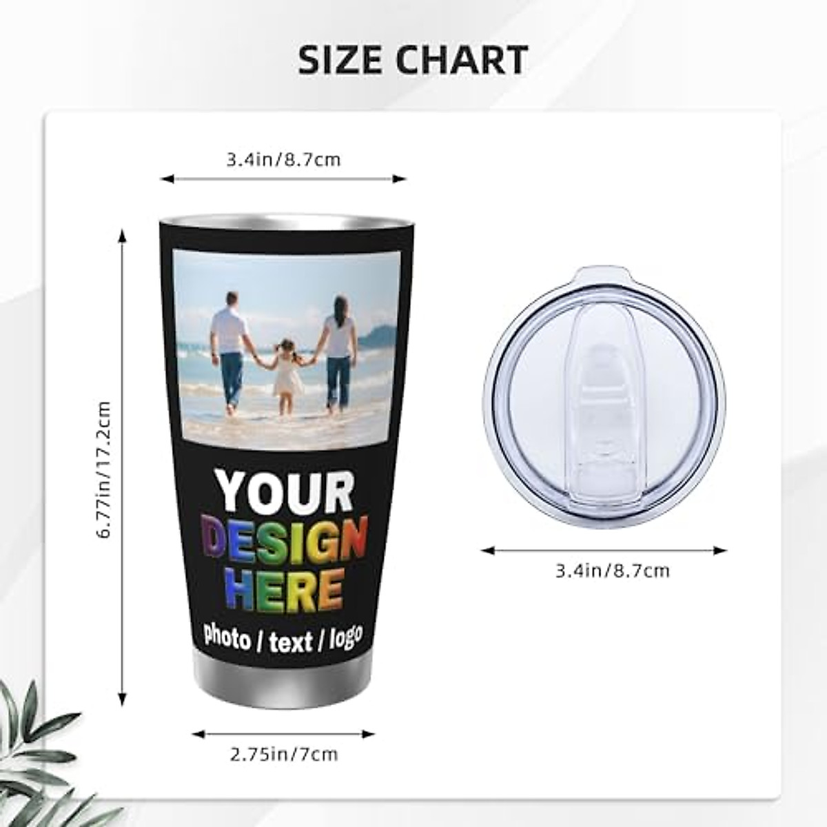 Personalized Custom Tumbler with Your Name Photo Text Customized Stainless Steel Coffee Travel Mug with Lid and Straw Custom Cups for Men Women Home 20oz Personalized Birthday Gifts