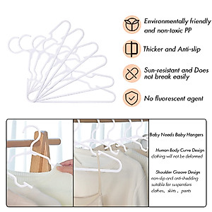 Baby Hangers for Closet - 11.4 Inch 100 Pack Plastic Kids Hangers - Children Hangers & Infant Hangers & Toddler Hangers for Clothes (White)