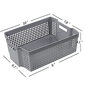 Tstorage Plastic Stacking Storage Baskets, Stacking Plastic Tray Baskets, 2-Pack