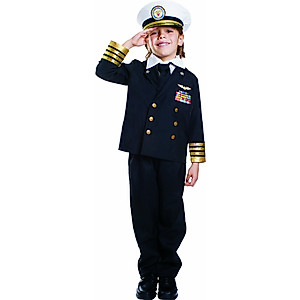 Dress Up America Navy Admiral Costume for Kids - Ship Captain Uniform in Black for Boys