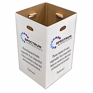 Customizable 42-Gallon Cardboard Trash, Waste & Recycling Containers (50 Pack, White) – Add Your Logo and Text for Any Occasion Including Trade Shows, Weddings, Events, Concerts & Large Gatherings