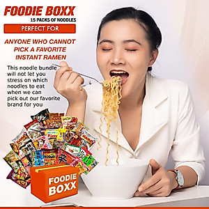 FOODIE BOXX Asian Instant Ramen Noodles Variety Pack with Cookies & Chopsticks (Original)