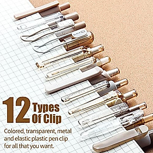 Four Candies 12Pack Pastel Gel Ink Pen Set, 11 Pack Black Ink Pens with 1Pack Highlighter for Writing, Retractable 0.5mm Fine Point Gel Pens, Cute Note Taking Pens for School Office (Brown)