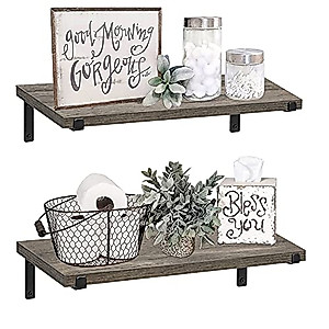 QEEIG Grey Floating Shelves 24 inches Long Bundle (Contains 2 Items)