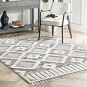 nuLOOM Theola Geometric High-Low Shag Area Rug, 4' x 6', Grey