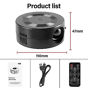 Qiopertar Mini Projector, Portable 1080p Projector, Outdoor Movie Projector Home Movie LED Video Projector, Movie Projector With USB HDMI Interface And Remote Control Home black376