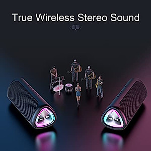 Ortizan Portable Bluetooth Speaker, IPX7 Waterproof Outdoor Wireless Speaker with 24W Loud Stereo Speakers, 30H Playtime, Colorful LED Lights, Dual Pairing, 100ft Bluetooth Range for Home, Travel