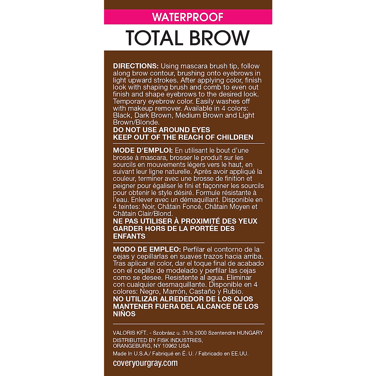 Cover Your Gray Total Brow Eyebrow Sealer and Color - Dark Brown