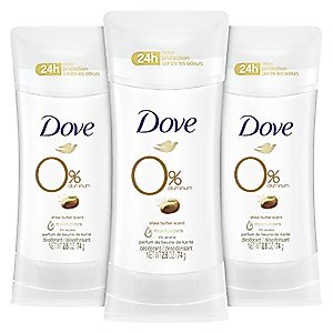 Dove Aluminum Free Deodorant 24hour Odor Protection Shea Butter Deodorant for Women, white, 2.6 Ounce (Pack of 3)