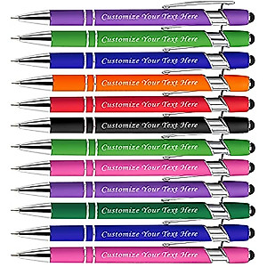 24 PCS Personalized Pens in Bulk with Stylus Tip, Custom Engraving Pens, Soft Touch Ballpoint Pen with Name - Free Personalization Black Ink- for Christmas, Anniversary, Graduation, Office, Memory