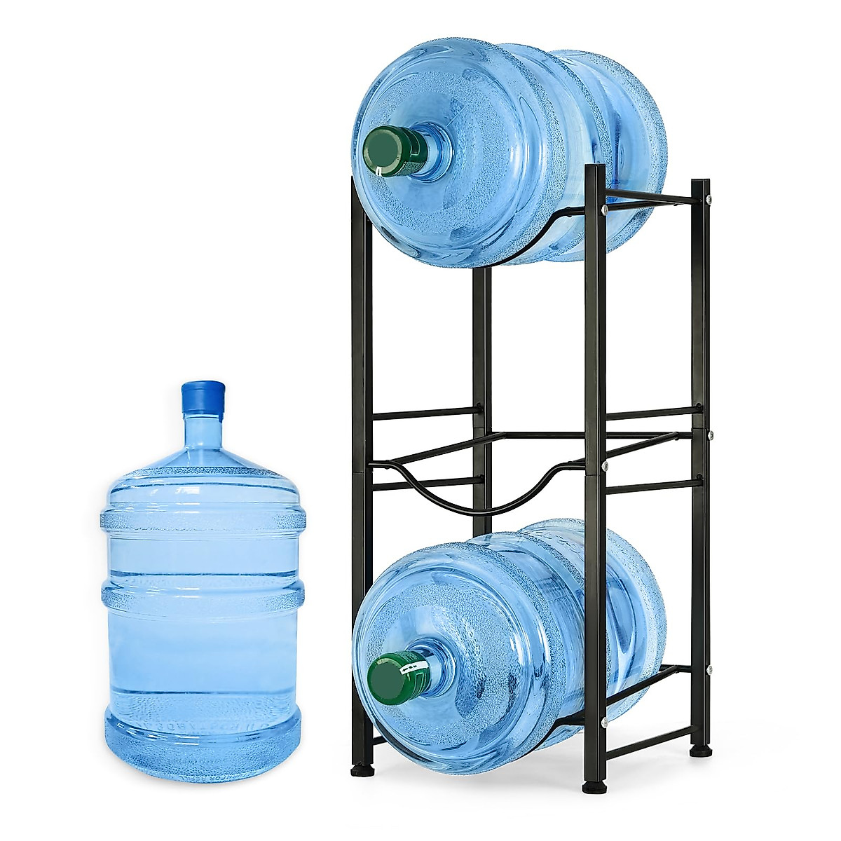 5 Gallon Water Bottle Holder 3 Tier Water Cooler Jug Rack Shelf Organizer Detachable Heavy Duty Kitchen Water Bottle Storage Rack for Home, Office, Black