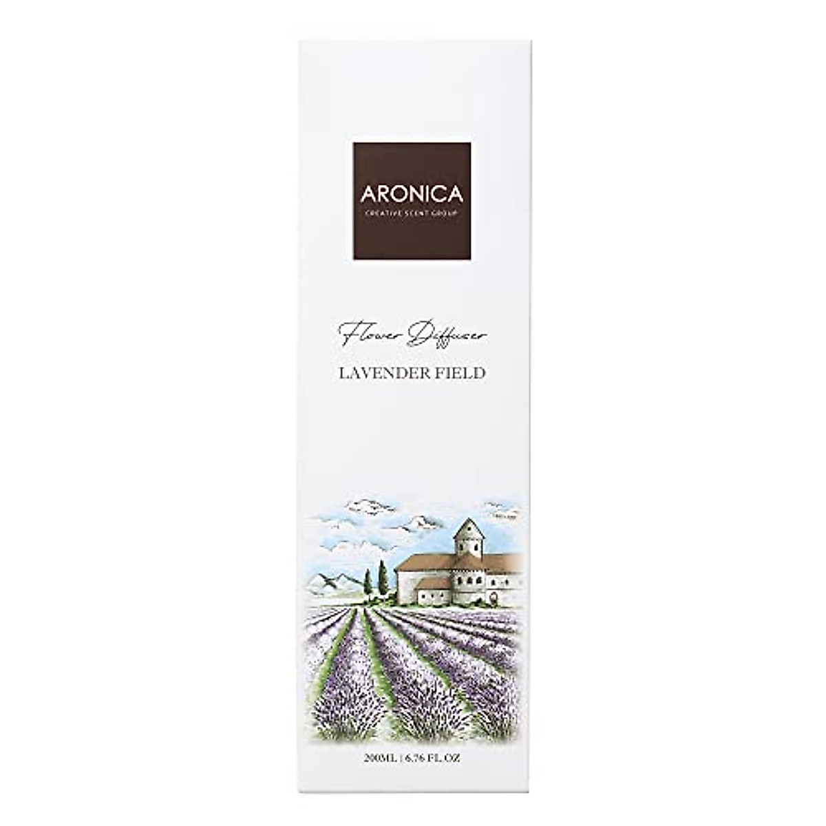 Aronica Flower Reed Diffusers Bathroom Decor, Lavender Field Scent, 6.76 oz, Home Decor Lavender Bathroom Air Freshener, Guest Room Decor, Infuser with Essential Oils, Office Decor for Women