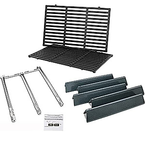 Utheer 7638 Cooking Grate 7636 Flavorizer Bars and 69787 18 Inch Grill Burner Tube for Weber Spirit I & II 300 Series, Spirit E310 S310 E320 S320 E330 S330 Gas Grills with Front Mounted Control Panels