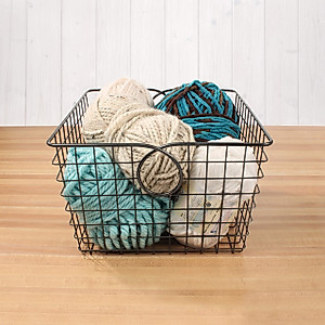 Spectrum Teardrop Wire Large Basket (Industrial Gray) - Storage Bin & Décor for Bathroom, Closet, Pantry, Under Sink, Toy, Shelf, Kitchen, & Nursery Organization