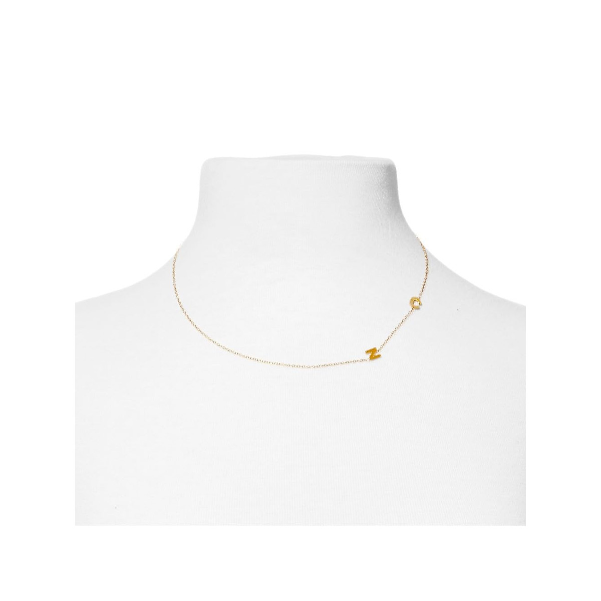 Personalized Gold Tone 2 Letter Women's Sideways Initial Necklace, 16" Chain - Personalized Initial Necklace for Her - Custom Necklace for Women - Birthday Gift - Gift for Her - Gifts for Mom