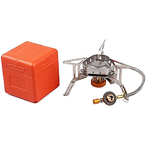 DZRZVD Windproof Portable Backpacking Stove Burner with Piezo Ignition,Stove Adapter,Plastic Storage Box,Strong Firepower,Lightweight,Propane Butane Stove for Indoor Outdoor Camping Hiking and Picnic