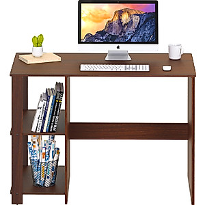 SHW Home Office Computer Desk with Shelves, Cherry