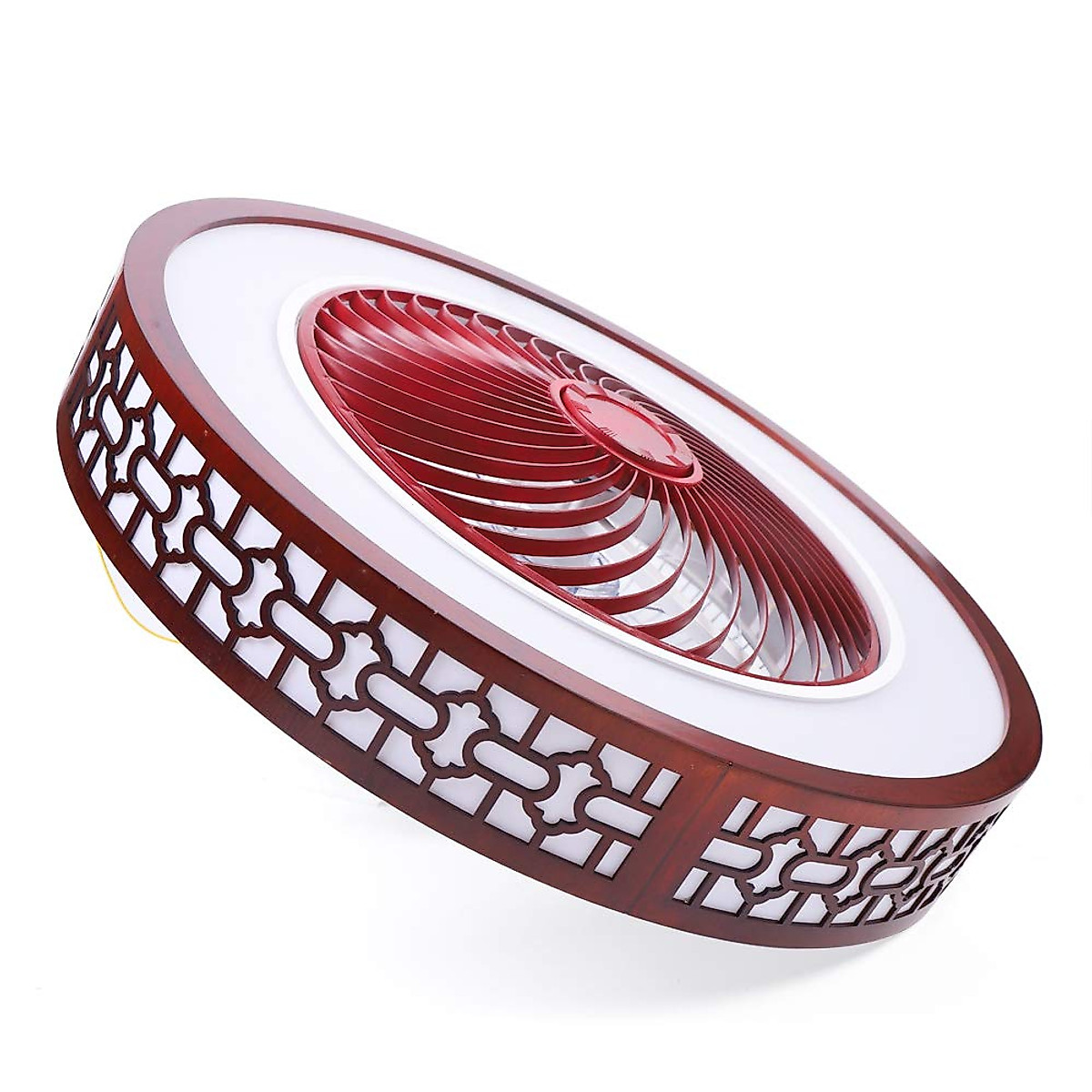 WUPYI Ceiling Fan with Lights,Modern Ceiling Fan Chandelier Fandelier,Remote Control LED Dimmable,Variable Speed,Quite Motor,64W,for Home Living Room,22 Inch (Round-Style 1)