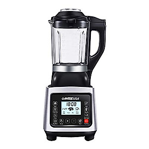 GoWISE USA GW22501 Premier High Performance Heating Blender with 6 Blending Presets and Recipe Book, Black