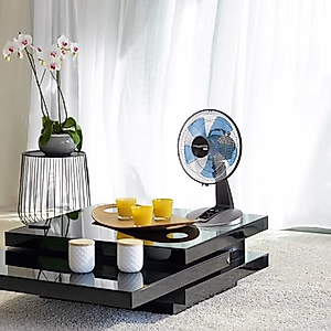 Rowenta, Desk Fan, Turbo Silence Table Fan with Remote, 18 Inches, Ultra Quiet Fan for Bedroom, Oscillating, Portable, 5 Speeds, Black, Indoor, VU2660