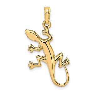 BillyTheTree Jewelry 14K Yellow Gold 2-D Gecko Pendant