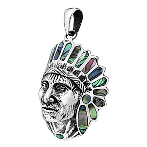 AeraVida .925 Sterling Silver Abalone Shell Native American Style Pendant