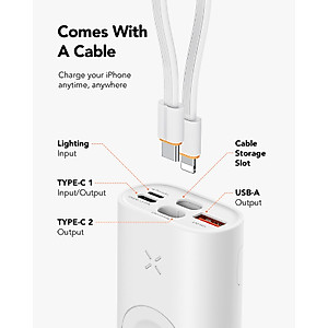 VIYISI Portable Charger for iPhone & Apple Watch, 10000mAh Power Bank 20W PD Fast Charging Battery Pack Compatible with Apple Watch Series Ultra/8/7/6/Se/5/4/3/2/1/iPhone14/14 Pro Max/13/12 - White