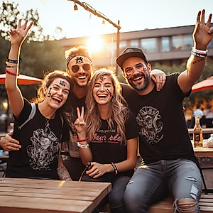 Sinasasspel 36PCS Rock And Roll Stickers Silicone Bracelet Party Favors Born to Rock Decorations Supplies Temporary Stickers For Face Arm Hand Let’s Rock Rubber Wristband 60s 80s Retro Rock Band