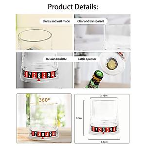 Acrylic Wine Glasses, 5 oz Clear Roulette Shot Spinning Whiskey Glasses, with Beer Bottle Opener, Plastic Reusable Drinking Glasses, Unique Gift for Men Husband Father (G)
