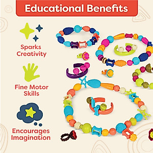 B. toys – Pop Arty! 275 Pcs- Jewlery Making Kit- Creative Pop Snap Bead Set for Kids –DIY Craft Jewelry Making Kit –Necklaces, Rings, Bracelets – 4 Years +