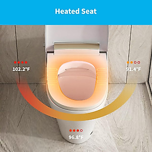 Mjkone Foot Sensing Flush Bidet Toilet with Dryer, Bidet for Existing Toile, Advanced One-Piece Toilet Seat with Heated Bidet, Auto Flush, and Remote Control, 26”(W) x 15.9”(L) x 19.4”(H)