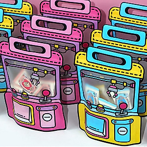 20Pack Cartoon Claw Machine Goodie Bags Clear Gift Candy Bags Party Favor Bags with Handle Small Plastic Gift Bags with Stand-up Bottom Resealable Gift Bag Candy Bag for Party Supplies,Kids Birthday