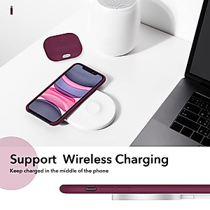 ORNARTO Compatible with iPhone 11 Liquid Silicone Case 6.1 inch, Slim Liquid Silicone Case with Open Bottom Style Soft Gel Rubber Cover - Wine Red