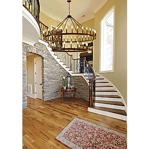 celimi Large Wagon Wheel Chandelier Black Round Modern Farmhouse 2 Tier 54-Lighting Fixtures for High Ceilings, Dining Room,Living Room