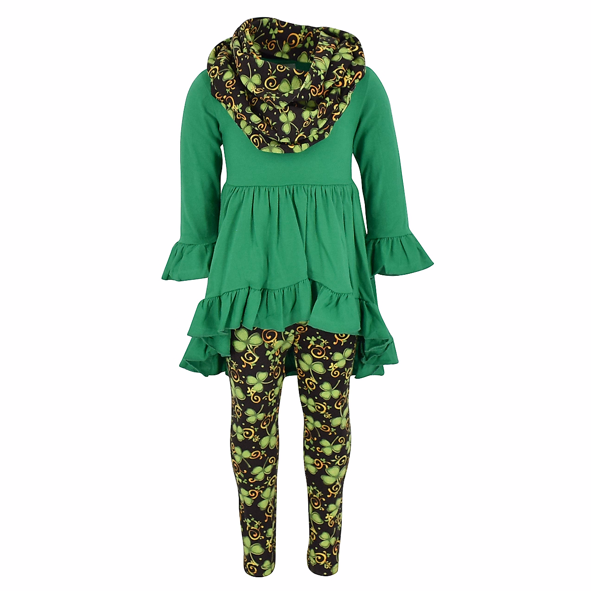 Unique Baby Girls St Patrick's Day Luck of the Irish Legging Set (10/5XL, Green)