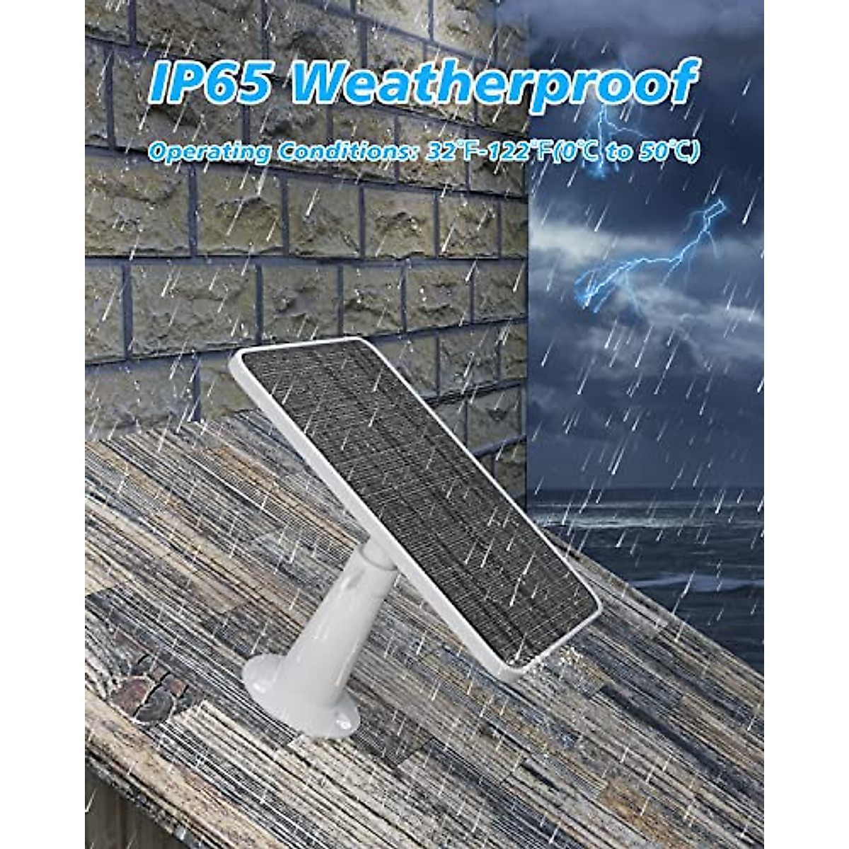 Solar Panel Charger Compatible with Arlo Ultra/Ultra 2/Pro 3/Pro 4/Pro 3 Floodlight Security Camera, 5V 4W Solar Panels Charging IP65 Weatherproof w/ 9.8ft Charging Cable Adjustable Wall Mount, 2 Pack