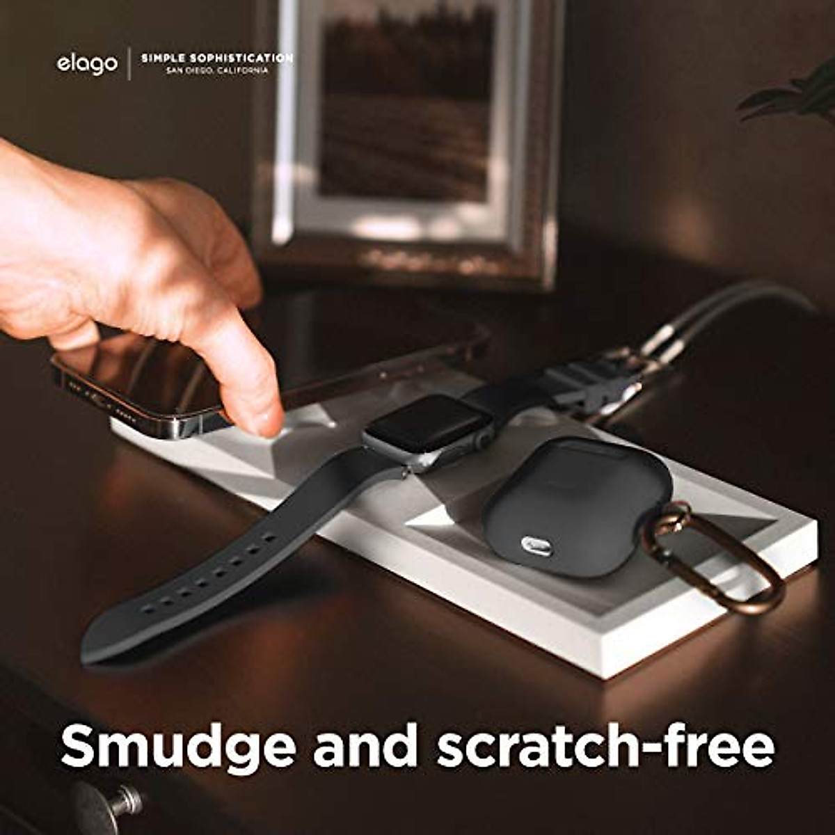 elago MS Charging Tray Duo Compatible with MagSafe Charger and Compatible with Apple Watch Charger - Compatible with iPhone 13 Models and Compatible with Apple Watch [Stone] [Charger Not Included]